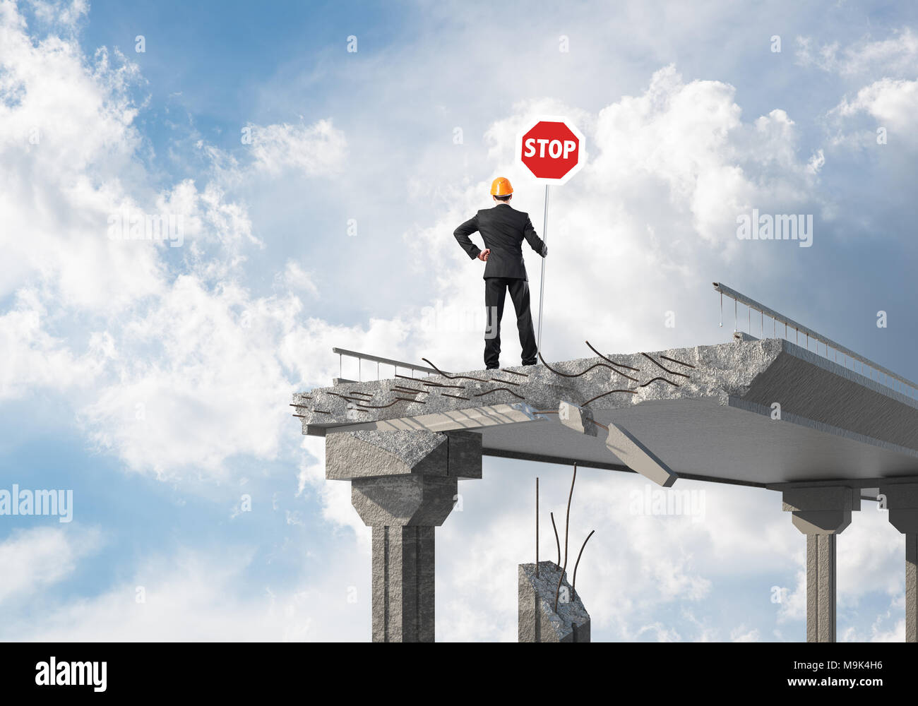 Construction holding stop sign on hi-res stock photography and images ...
