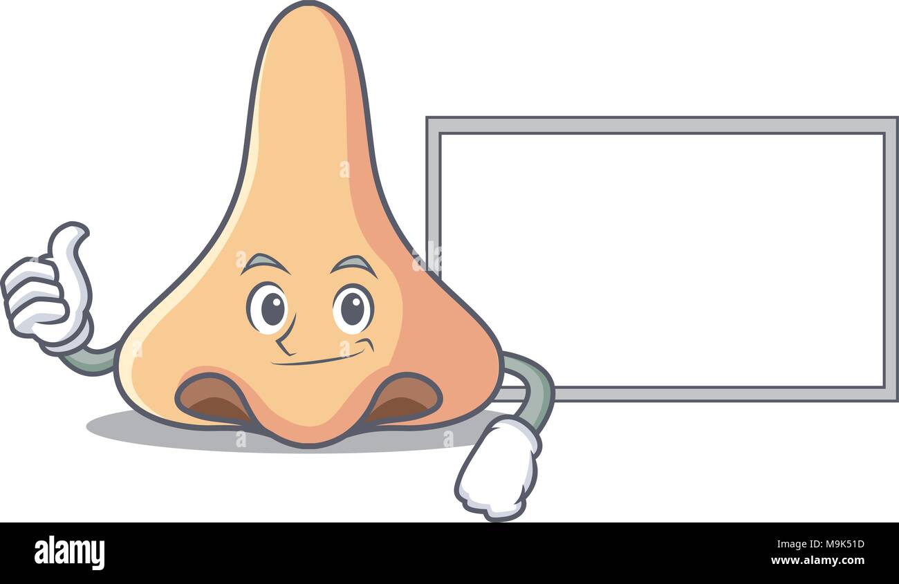 Thumbs up with board nose character cartoon style Stock Vector Image ...