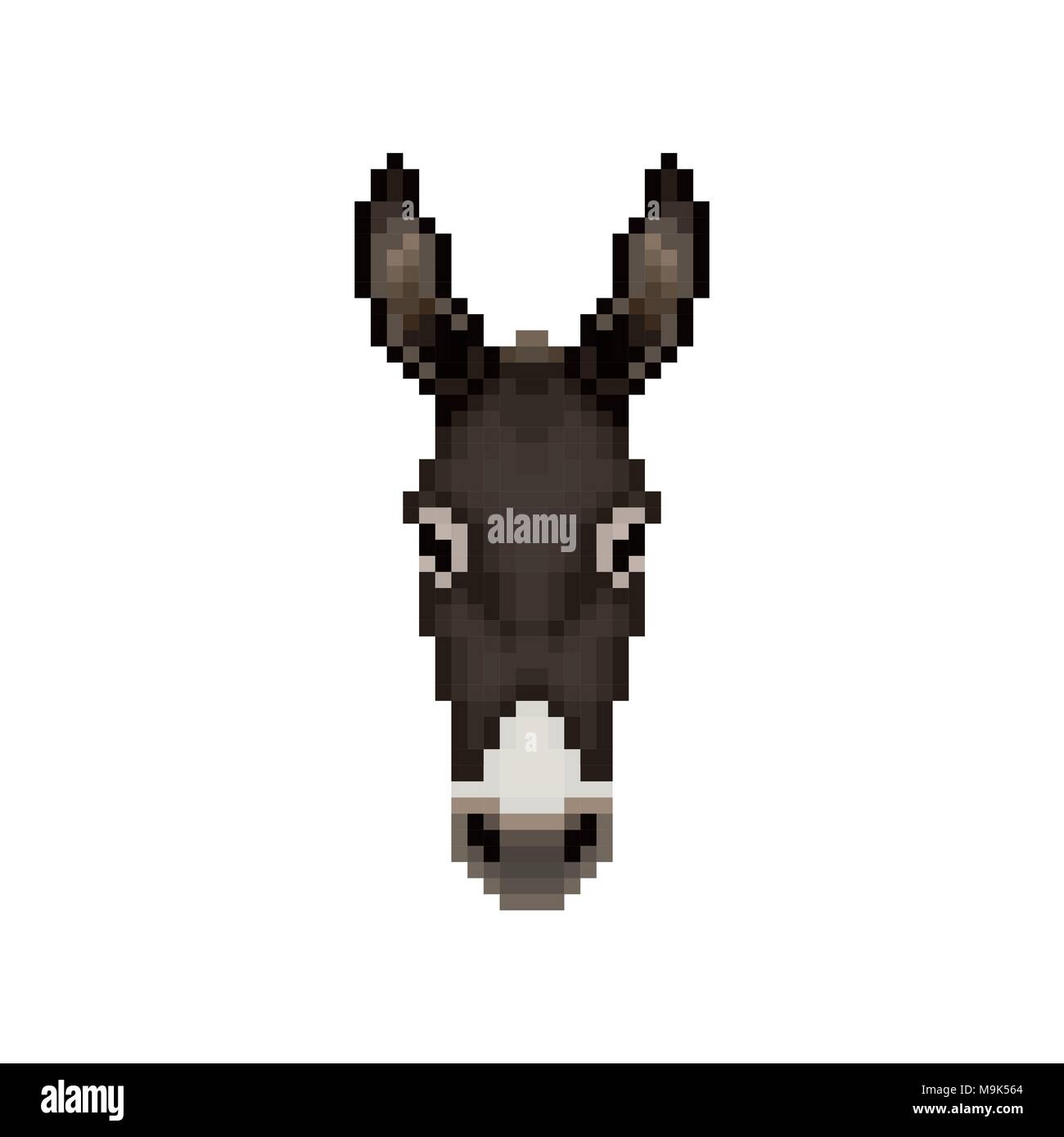 Donkey head in pixel art style. Vector illustration Stock Vector Image ...