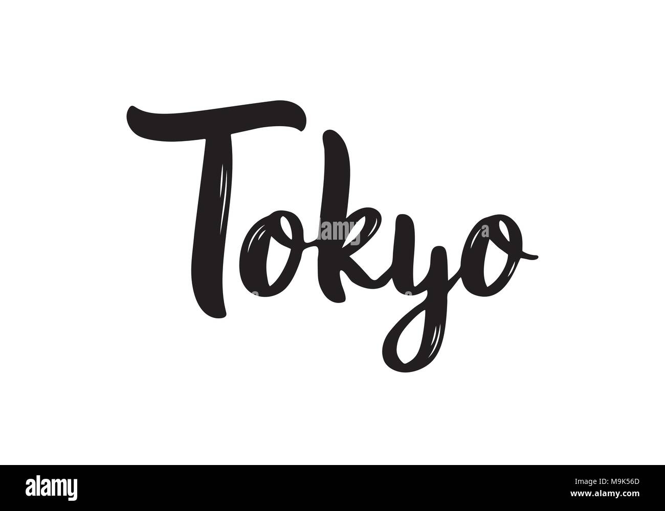 Tokyo hand-lettering calligraphy. Hand drawn brush calligraphy. City ...