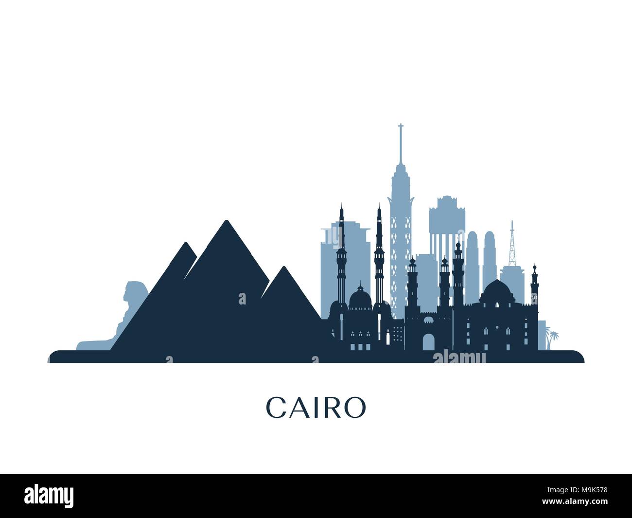 Cairo skyline, monochrome silhouette. Vector illustration Stock Vector ...