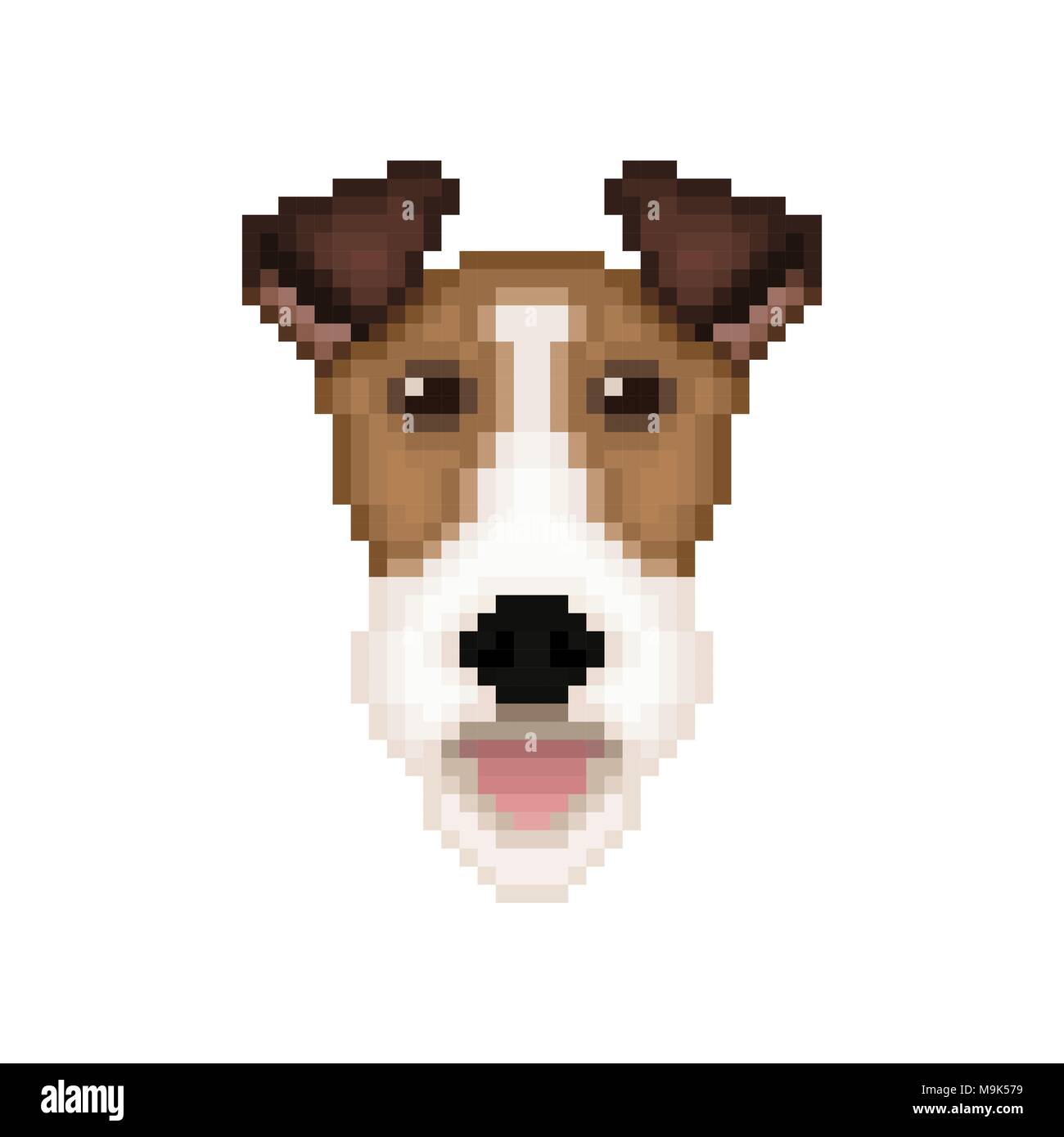 Fox Terrier dog head in pixel art style. Vector illustration Stock ...
