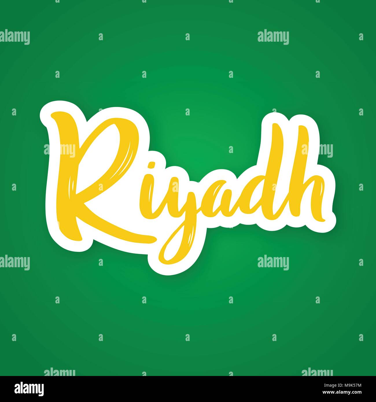 Riyadh - hand drawn lettering phrase. Sticker with lettering in paper ...