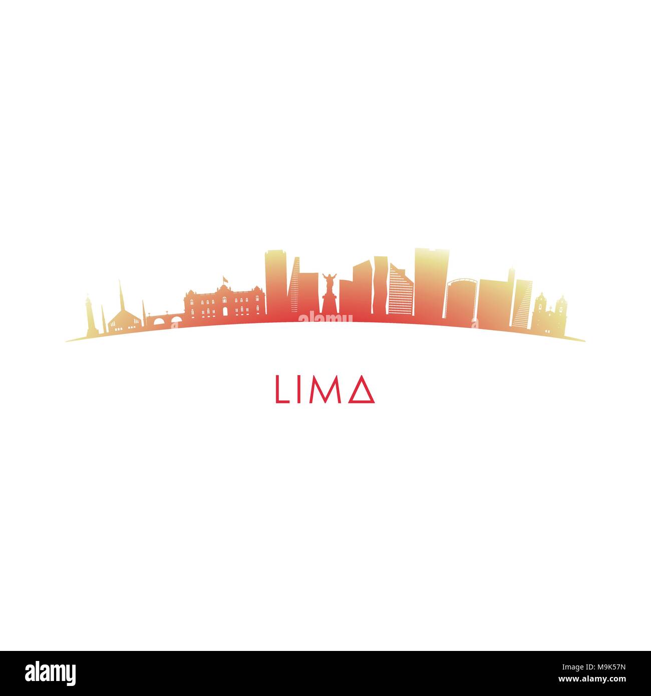 Lima skyline silhouette. Vector design colorful illustration Stock ...