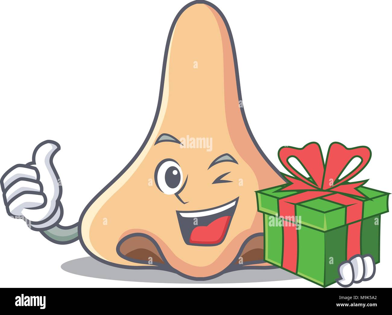 With gift nose mascot cartoon style Stock Vector Image & Art - Alamy