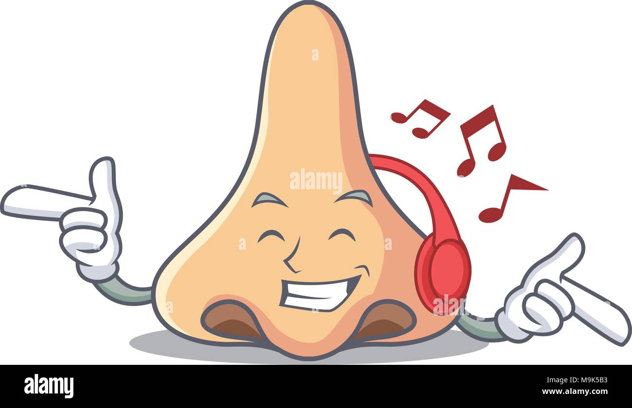 Listening music nose mascot cartoon style Stock Vector Image & Art - Alamy