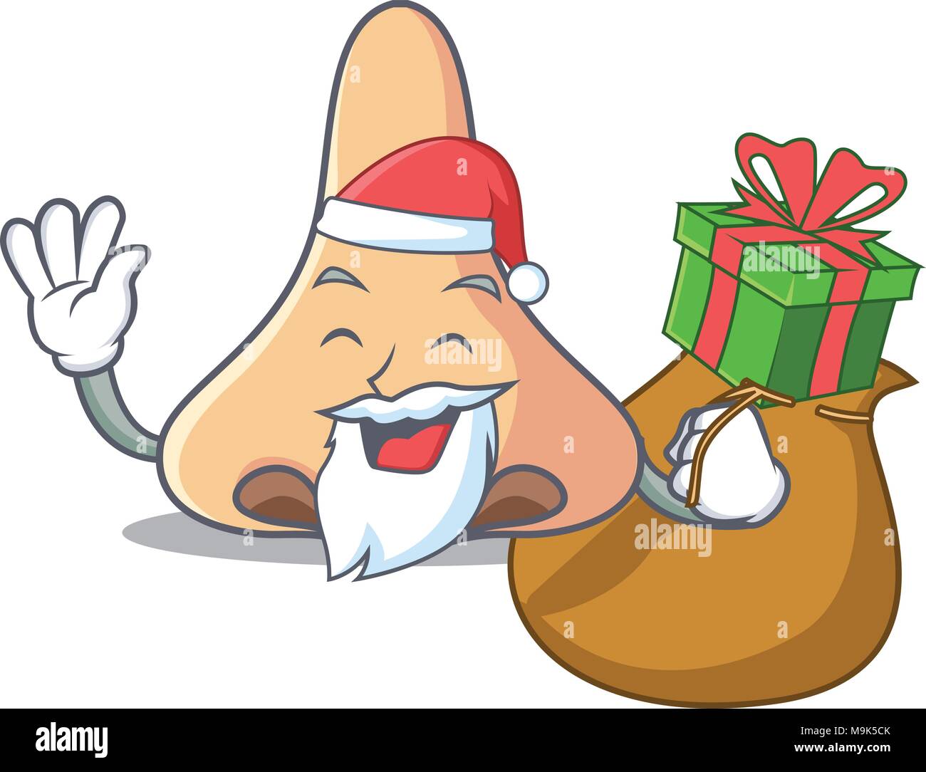 Santa with gift nose mascot cartoon style Stock Vector Image & Art - Alamy