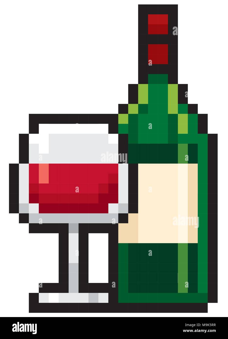 Vector Illustration of Bottles wine - Pixel design Stock Vector Image ...