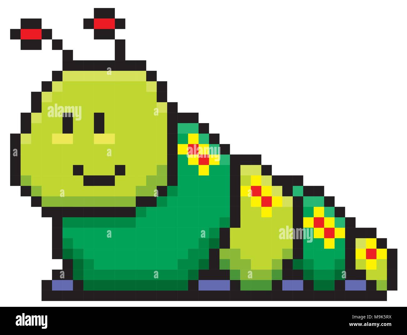 Vector illustration of Cartoon worm - Pixel design Stock Vector Image ...