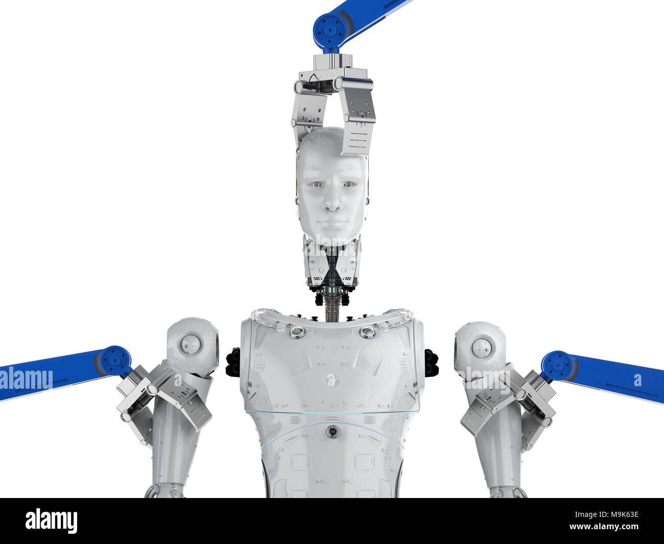 3d rendering robot arms assemble ai cyborg Stock Photo - Alamy