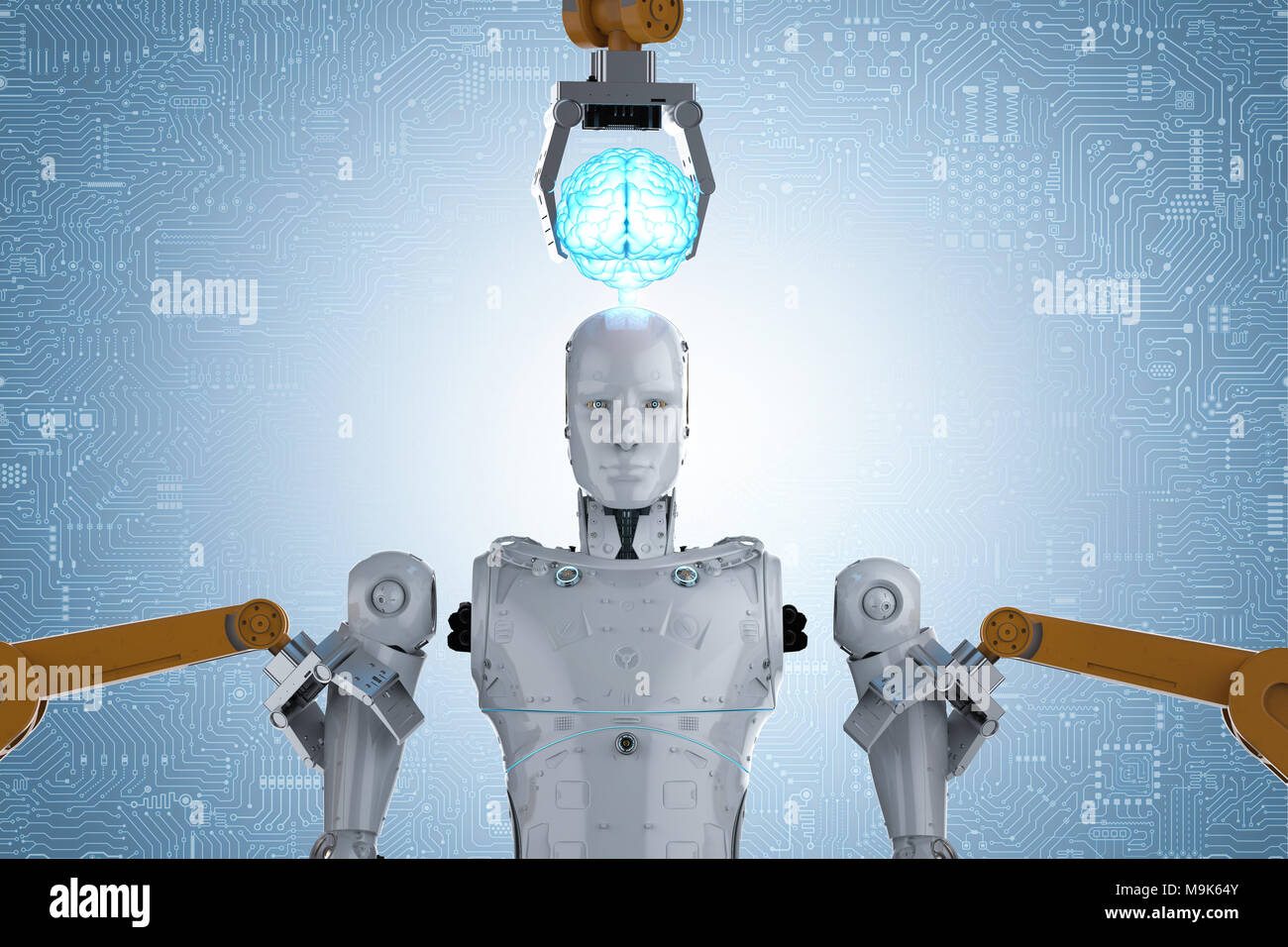 3d rendering robot arms assemble ai cyborg Stock Photo - Alamy