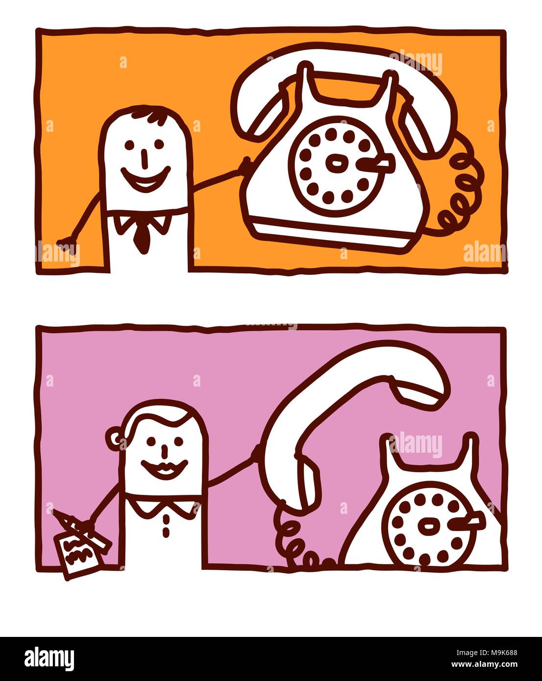 vector hand drawn cartoon characters - business & telephone Stock ...