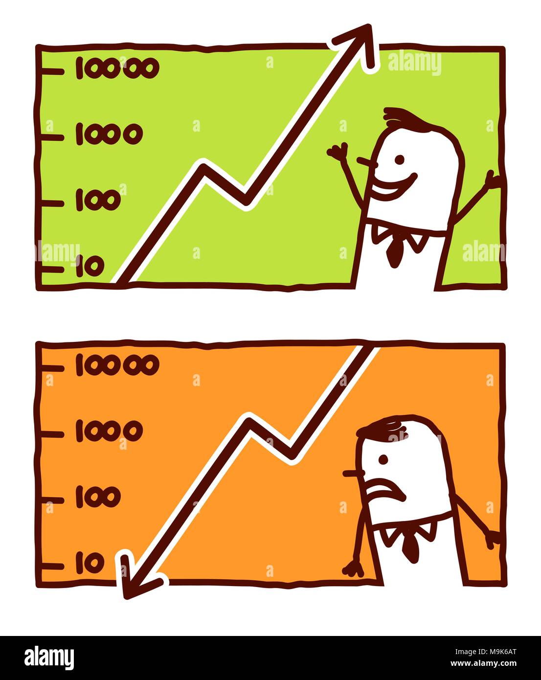 vector hand drawn cartoon characters - earning & losing money Stock ...