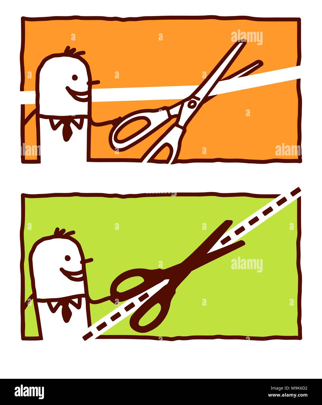 vector hand drawn cartoon characters - inauguration & cutting Stock ...