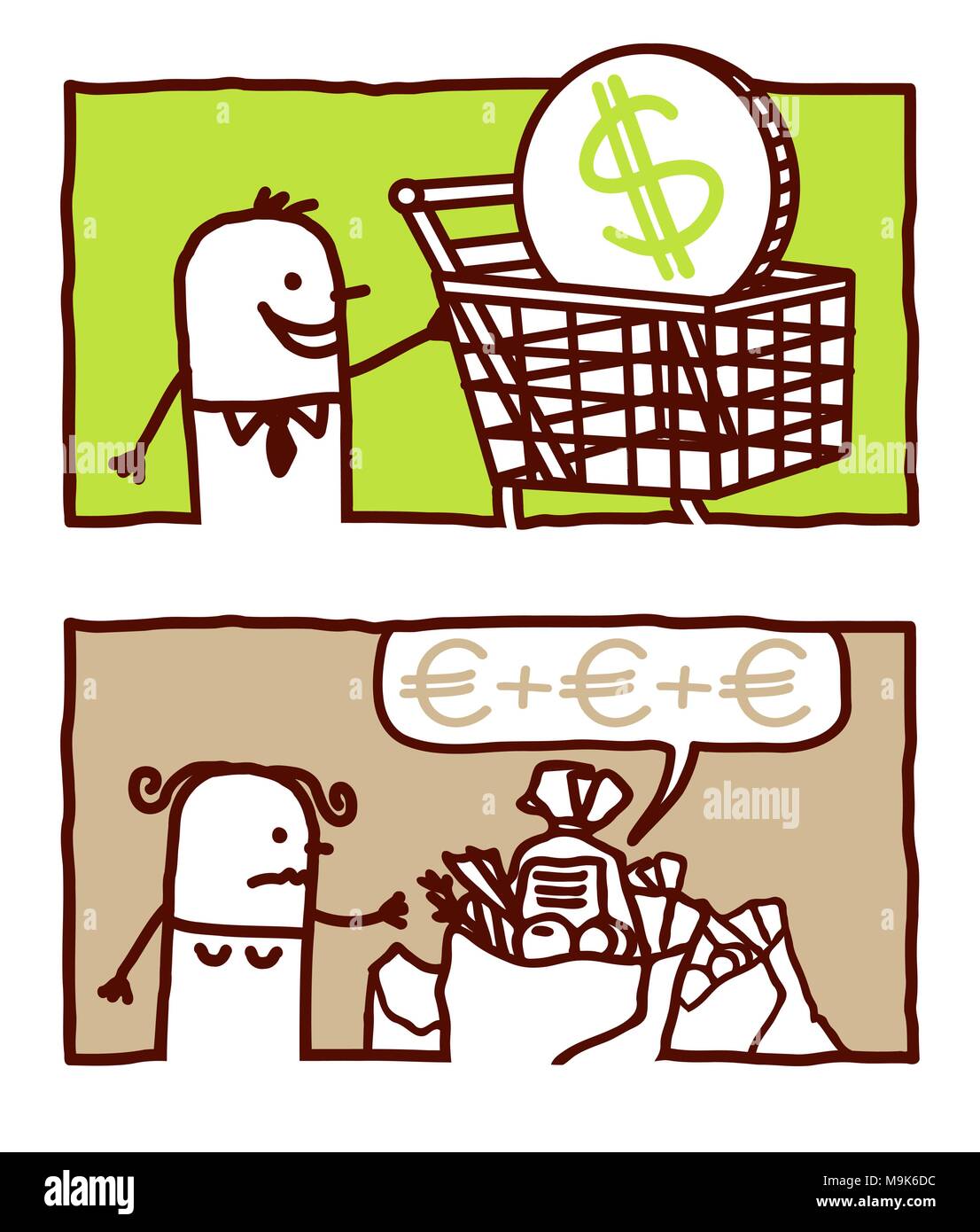 vector hand drawn cartoon characters - consumer & purchasing Stock ...