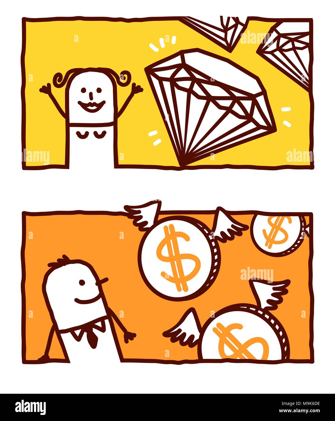 vector hand drawn cartoon characters - rich people Stock Vector Image ...