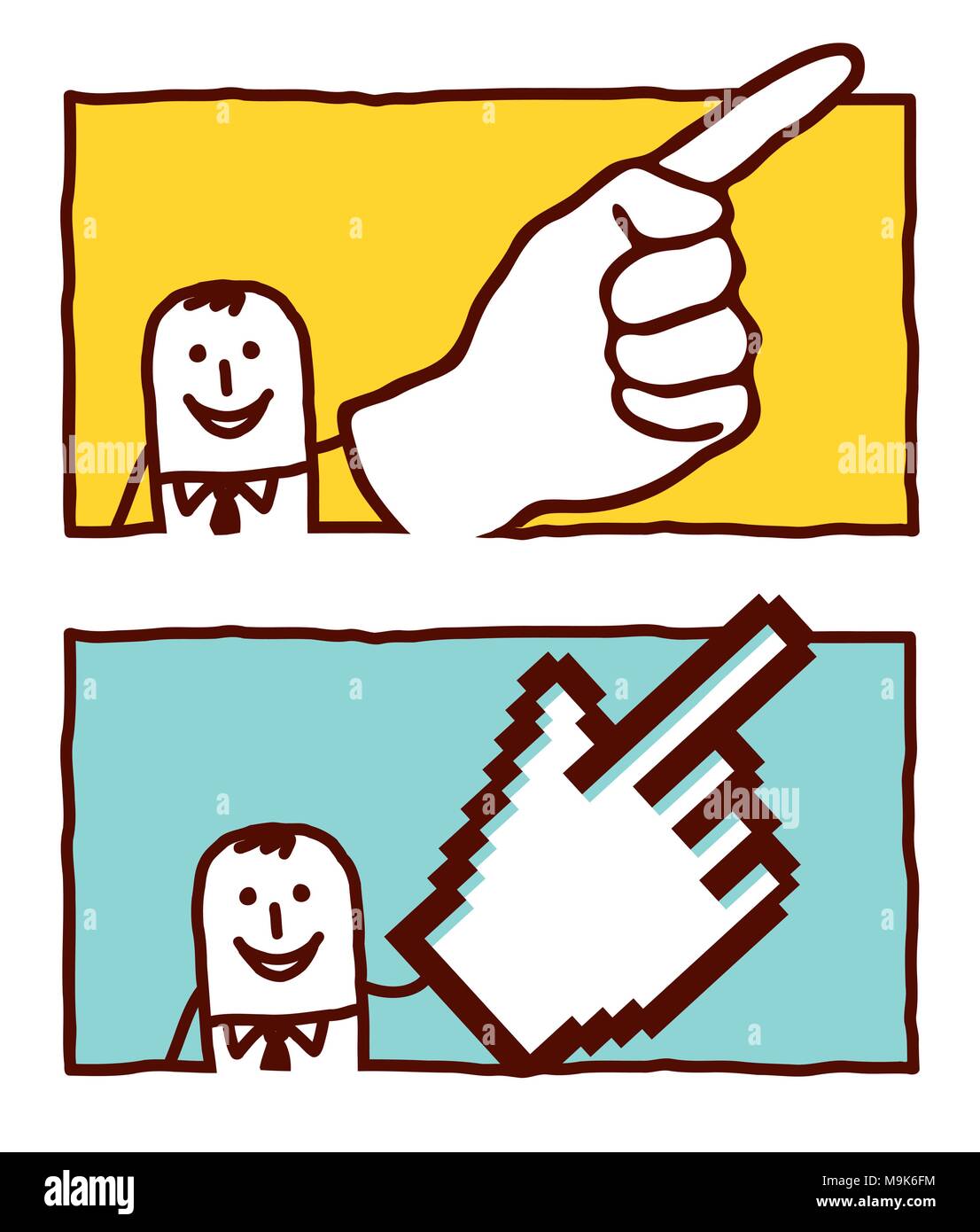 vector hand drawn cartoon characters - pointing hands Stock Vector ...