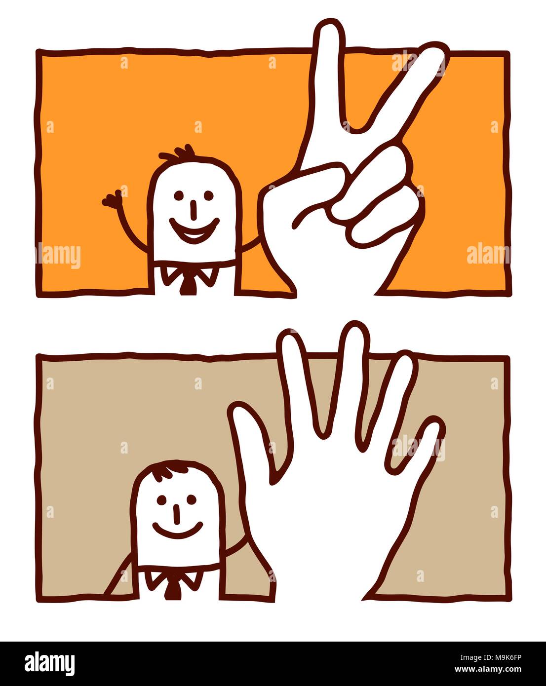 vector hand drawn cartoon characters - victory & vote Stock Vector ...