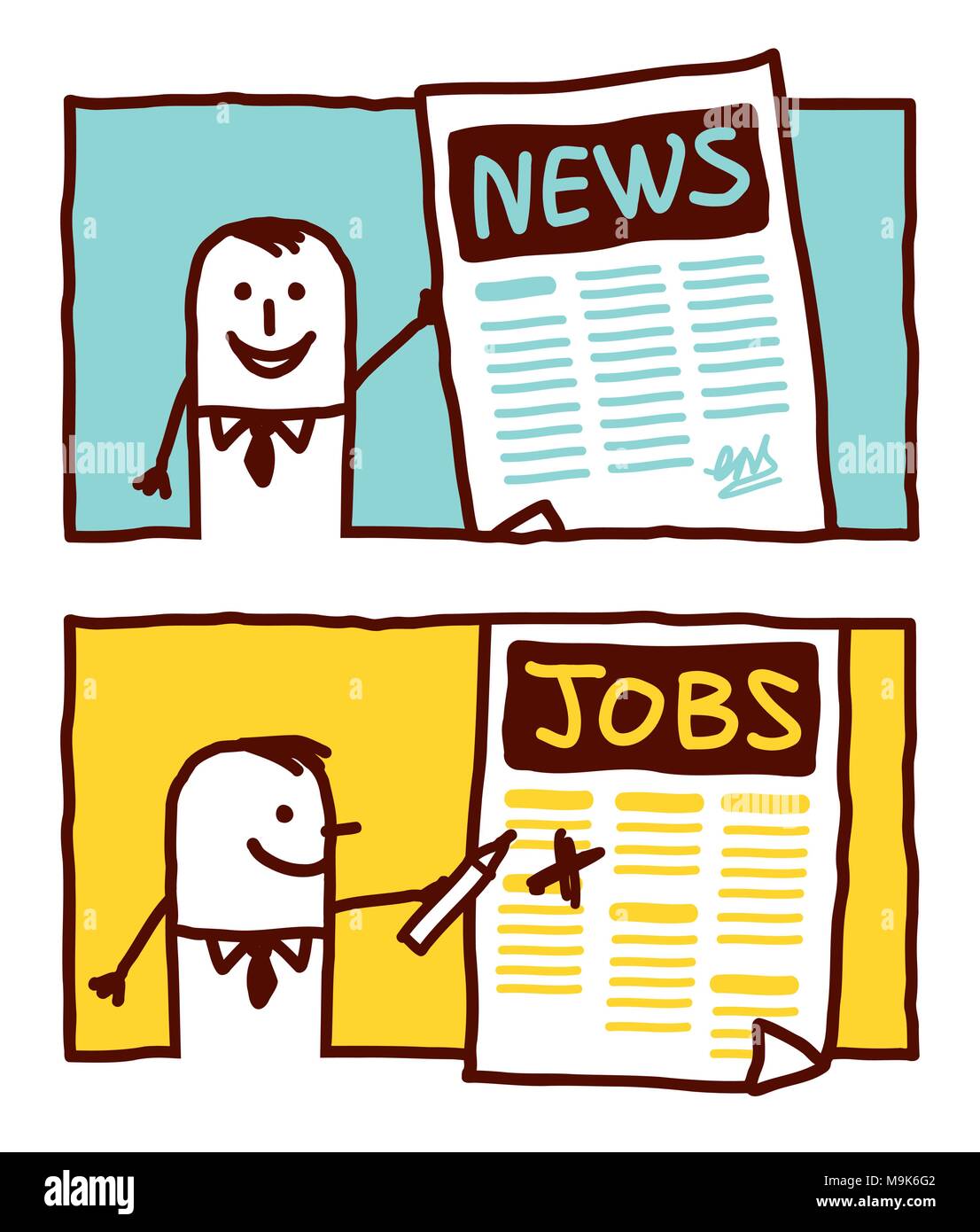 vector hand drawn cartoon characters - news & jobs Stock Vector Image ...