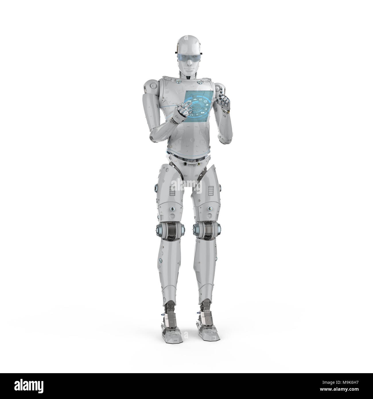 3d rendering humanoid robot working with digital tablet Stock Photo - Alamy