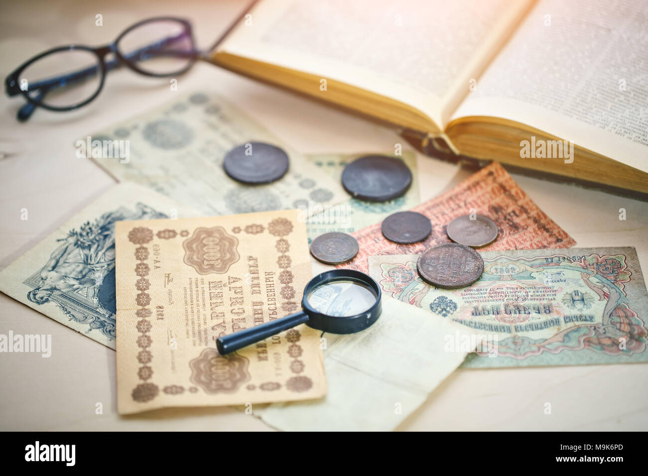 Collection of old coins and banknotes Stock Photo - Alamy
