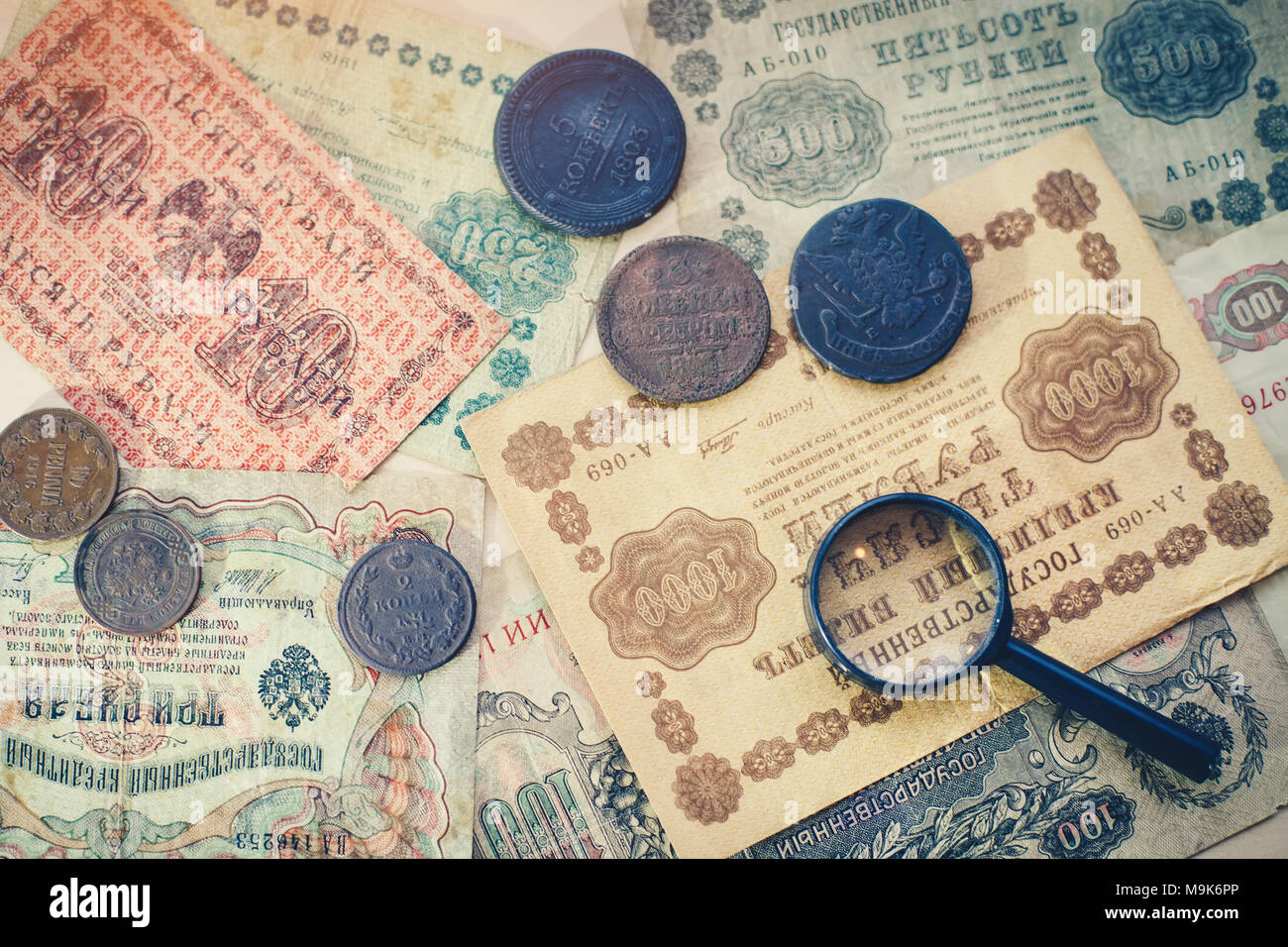 Collection of old coins and banknotes Stock Photo - Alamy
