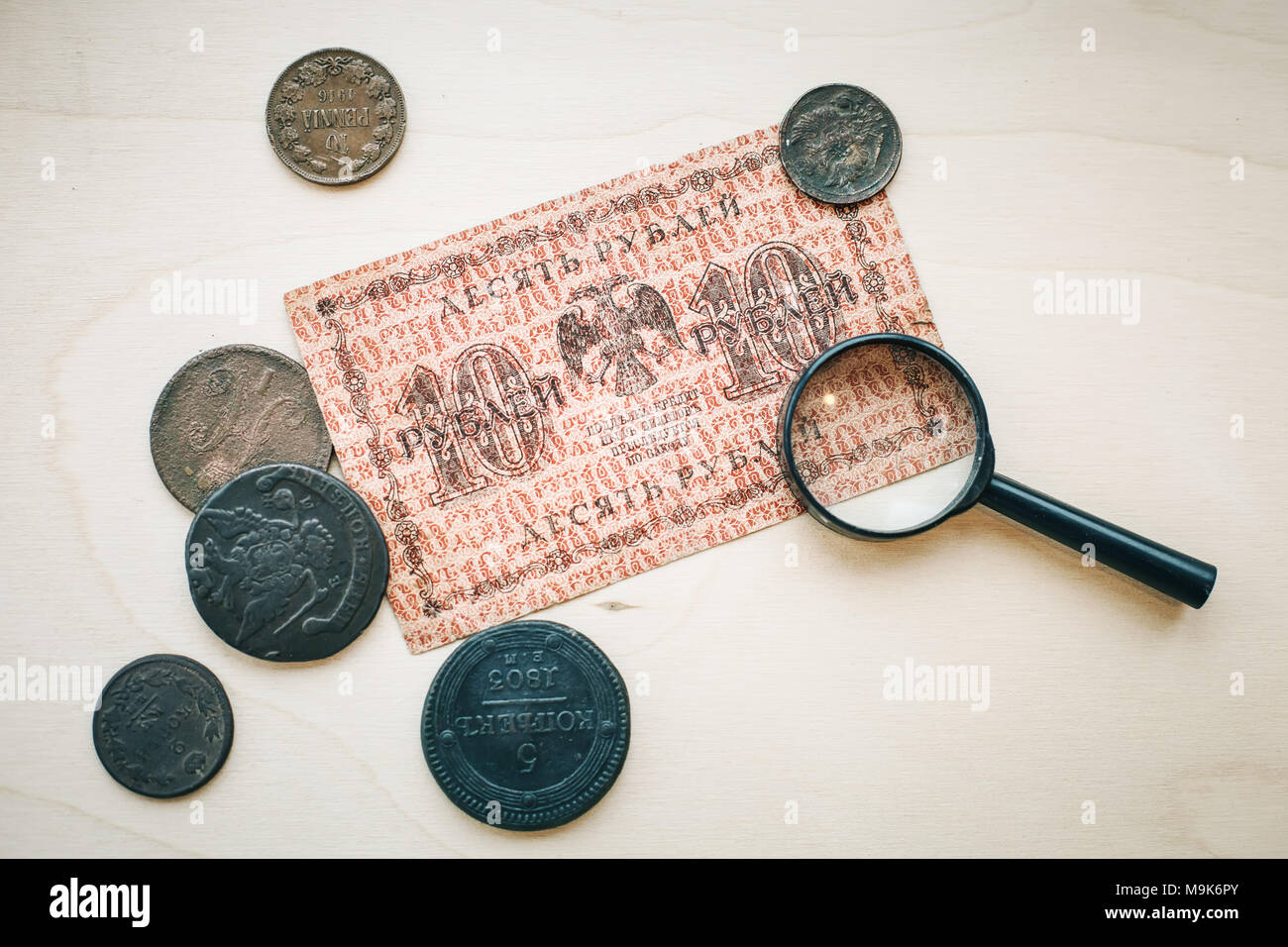 Collection of old coins and banknotes Stock Photo - Alamy