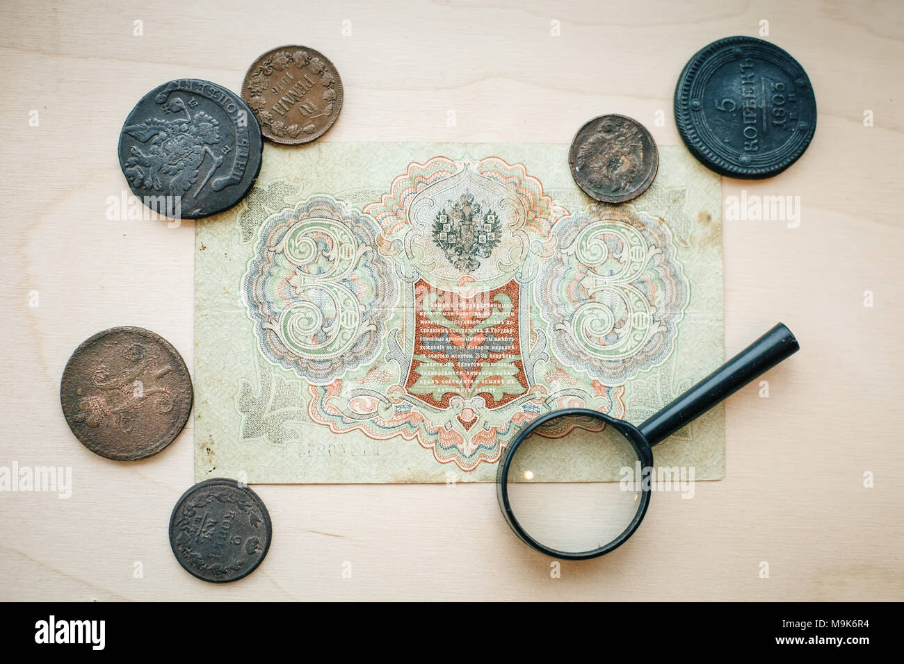 Collection of old coins and banknotes Stock Photo - Alamy