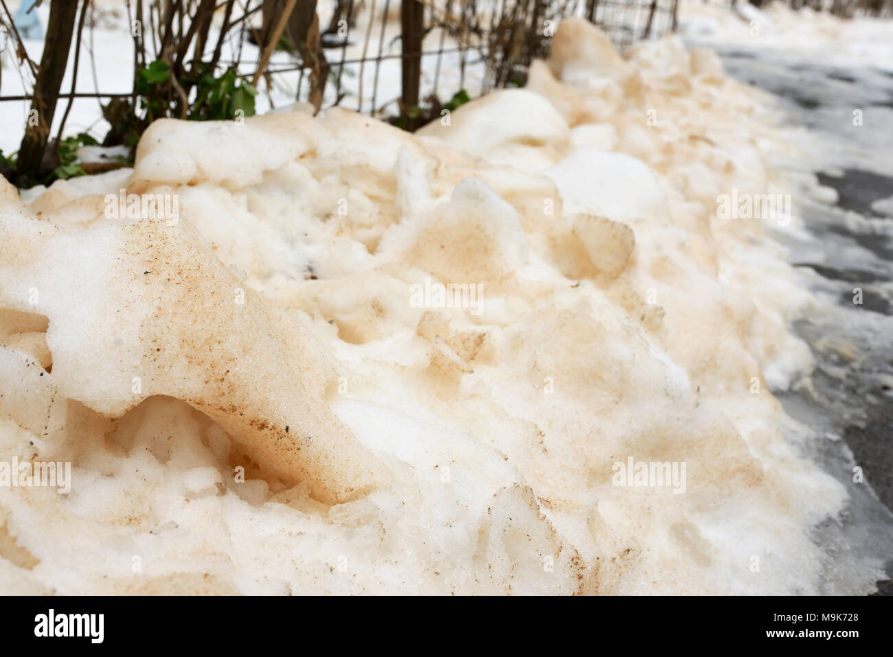 Red snow after sand from Sahara across eastern Europe Stock Photo - Alamy