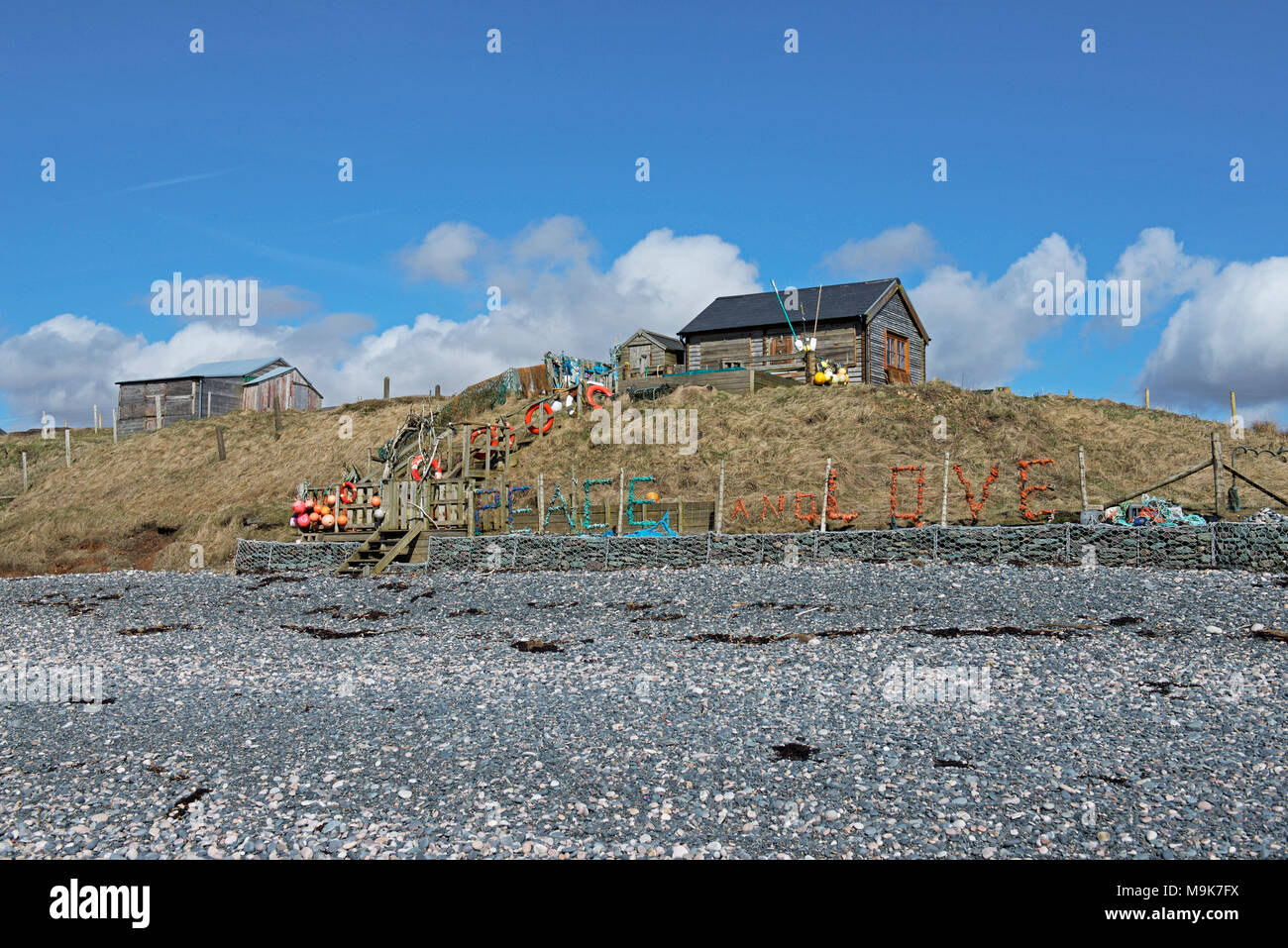 Shack overlooking beach, Silecroft, West Cumbria, England UK Stock ...