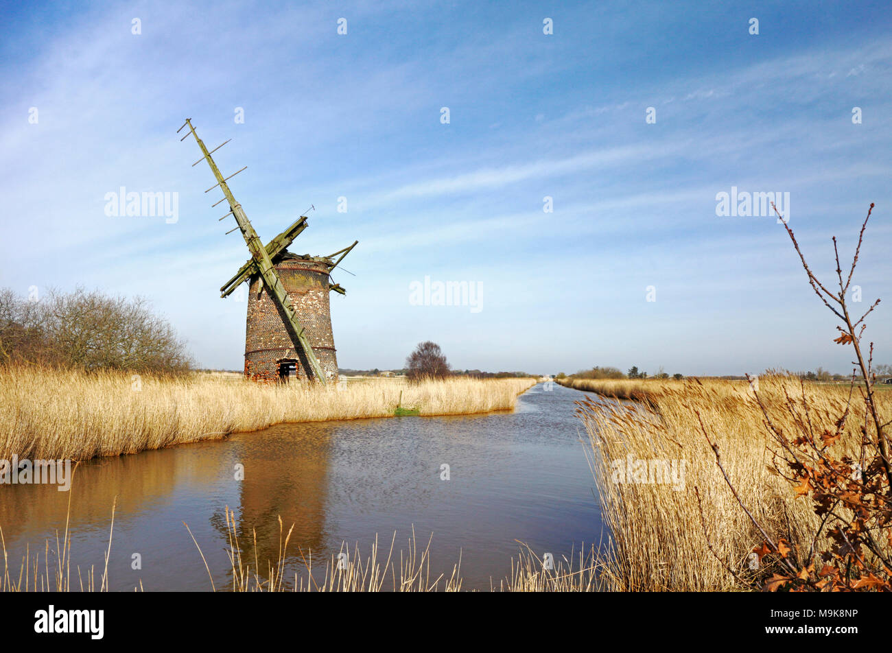 A view of the ruins of Brograve Drainage Mill by Waxham New Cut on the ...
