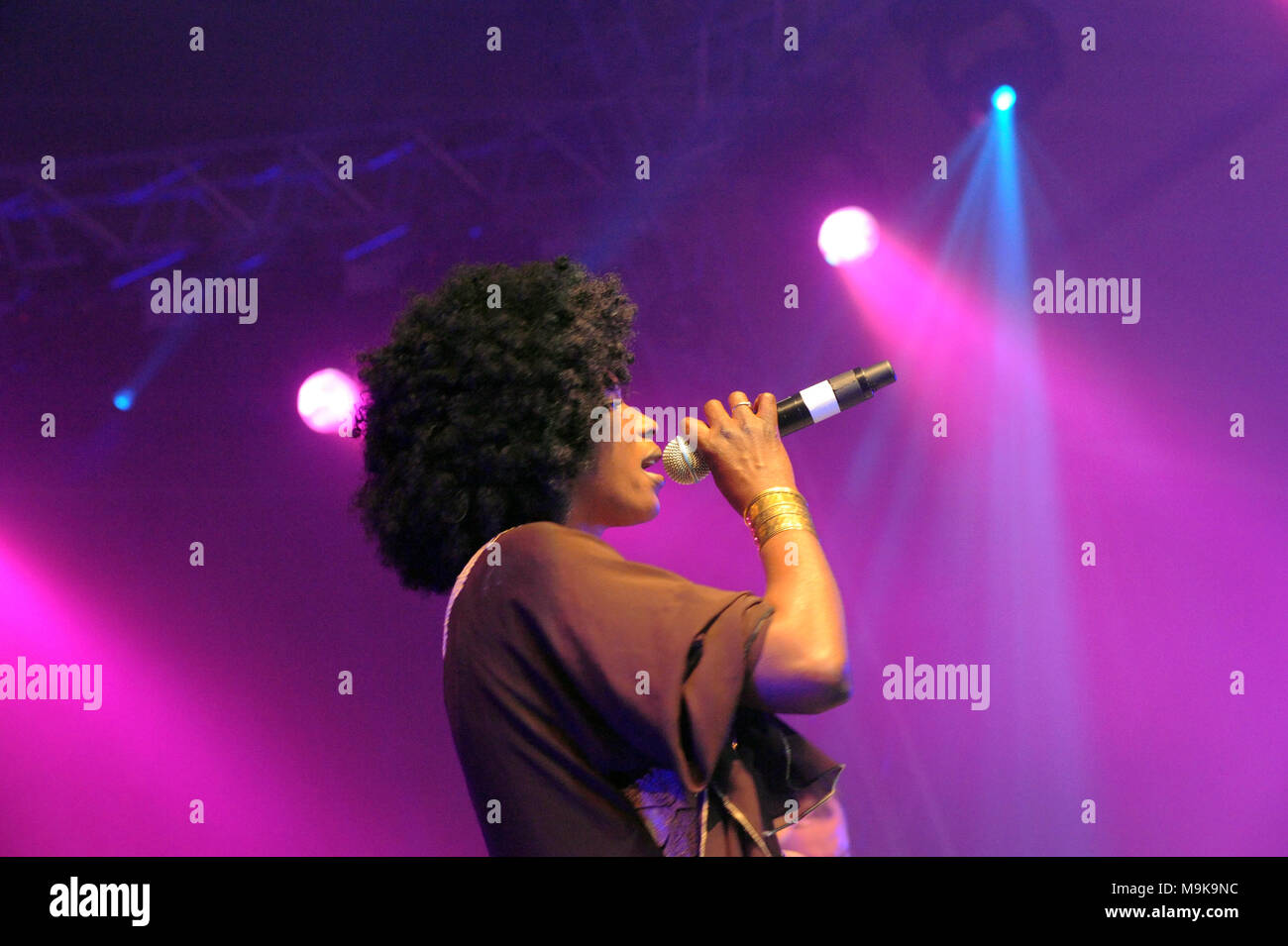 African female singer Sister Fa from Senegal on stage during The Cross ...