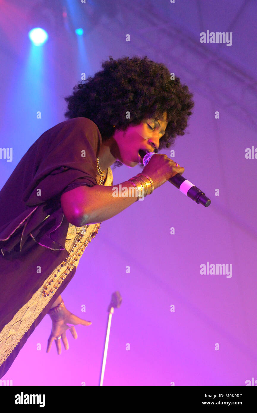 African female singer Sister Fa from Senegal on stage during The Cross ...
