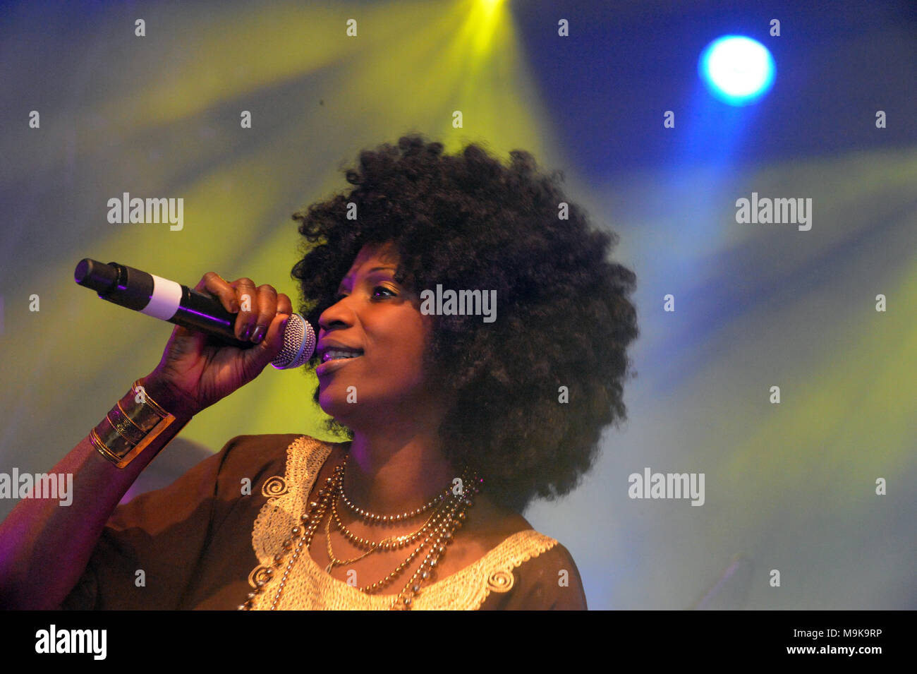 African female singer Sister Fa from Senegal on stage during The Cross ...