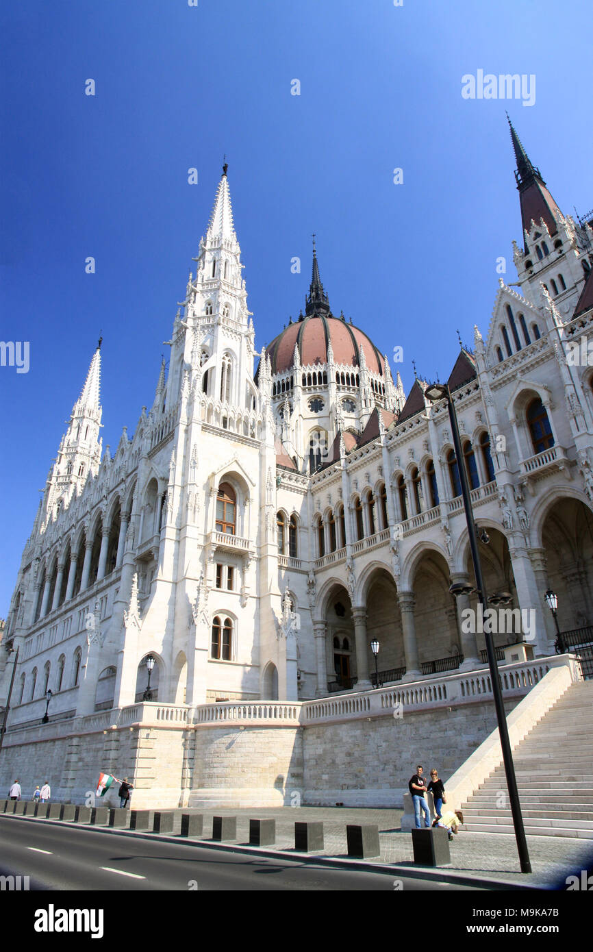 View of the Hungarian parliament buildings in the capital city of ...
