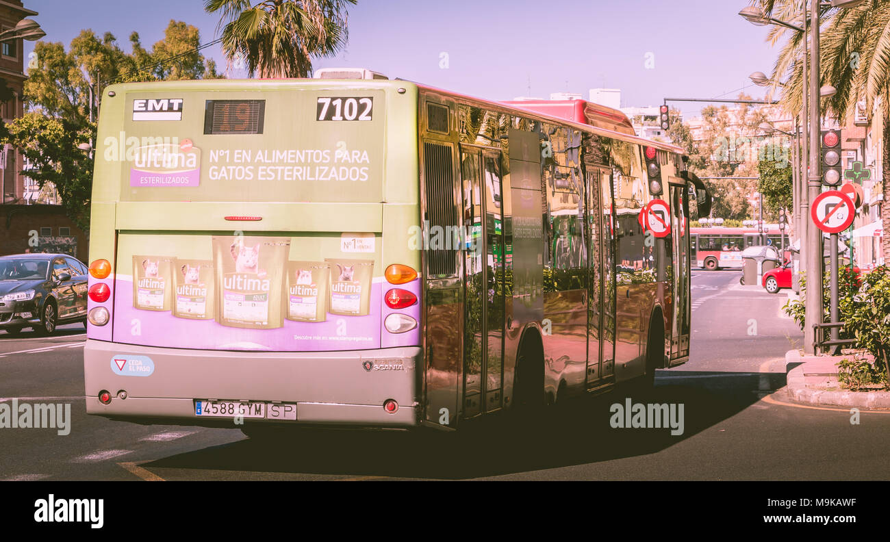 Valencia, Spain - June 18, 2017 : bus number 7102 of the municipal ...