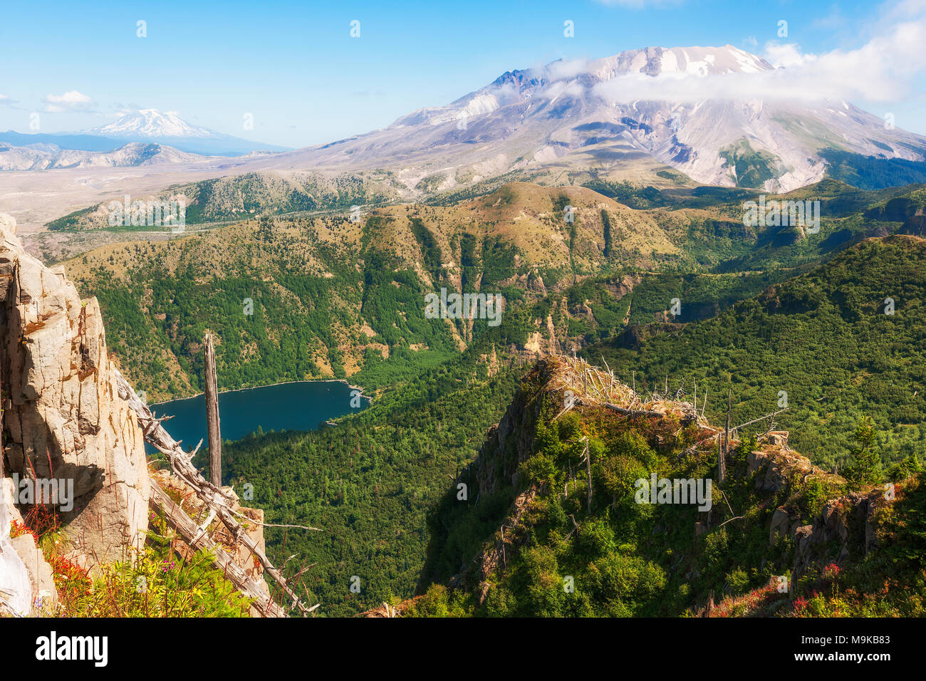 View from near the top of Castle Peak looking out over Castle Lake to ...