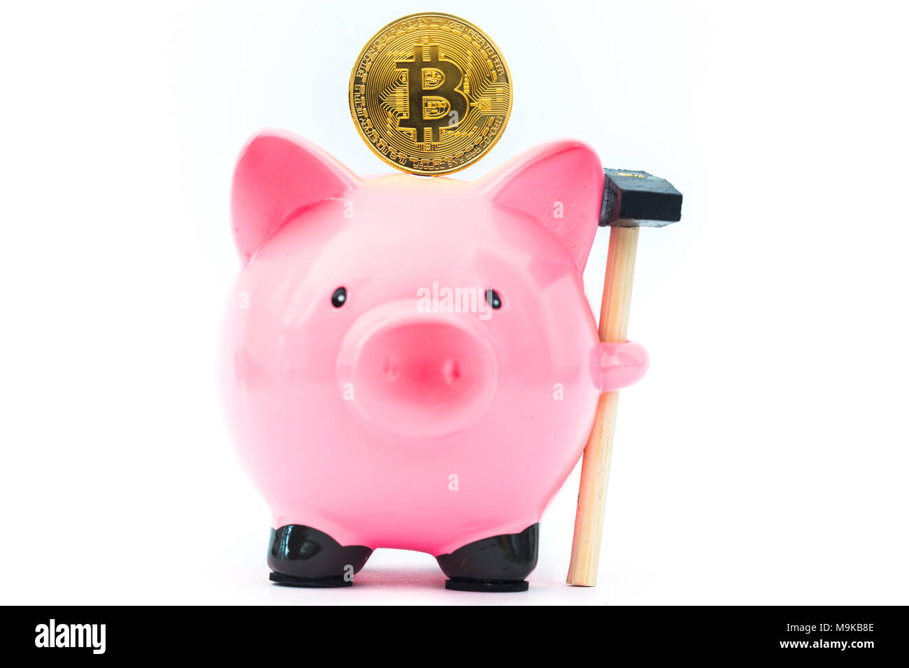 piggy bank and Bitcoin. concept of saving and investing in virtual ...