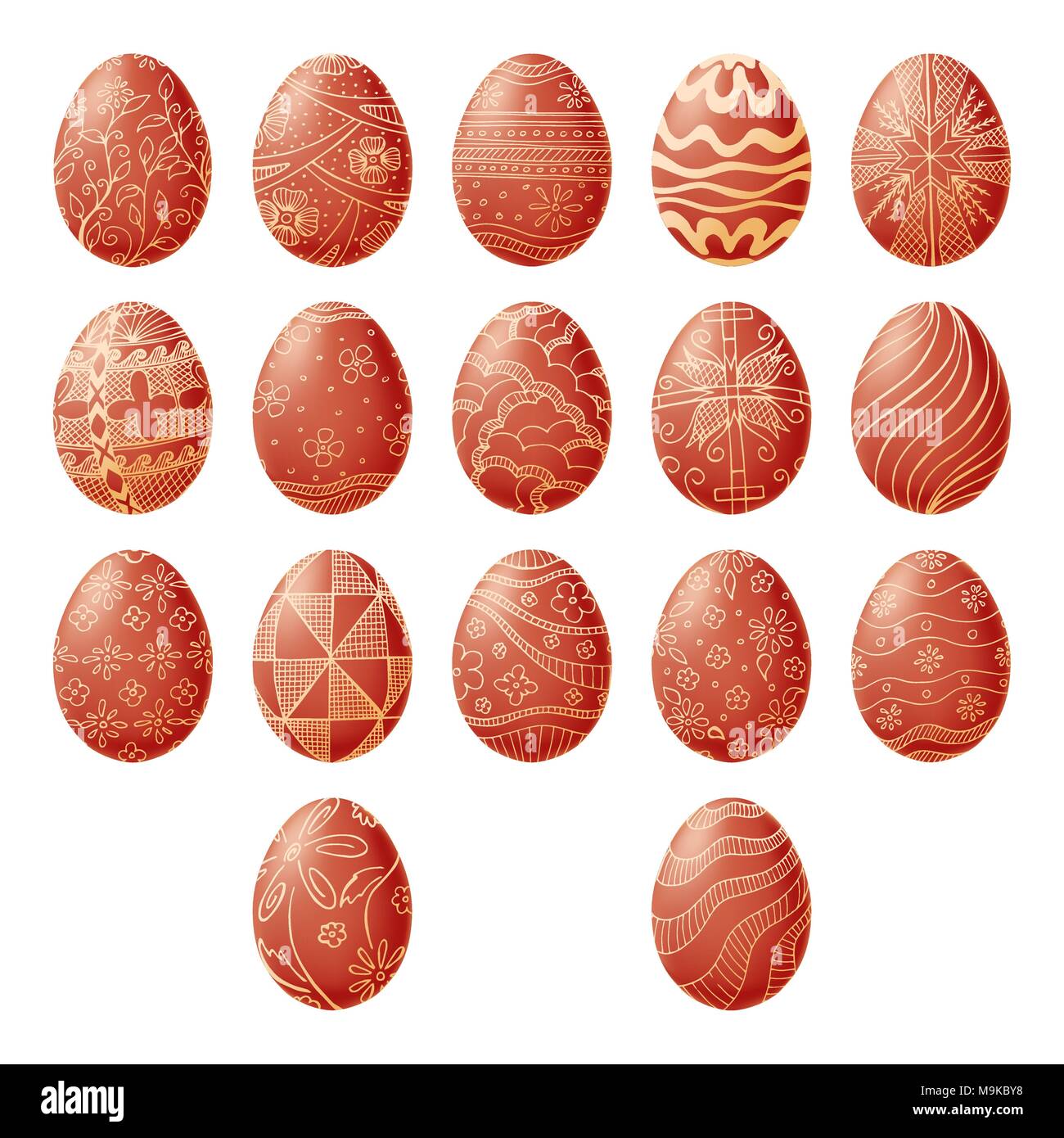 Easter eggs isolated on white background. Hand draw an Easter symbol ...