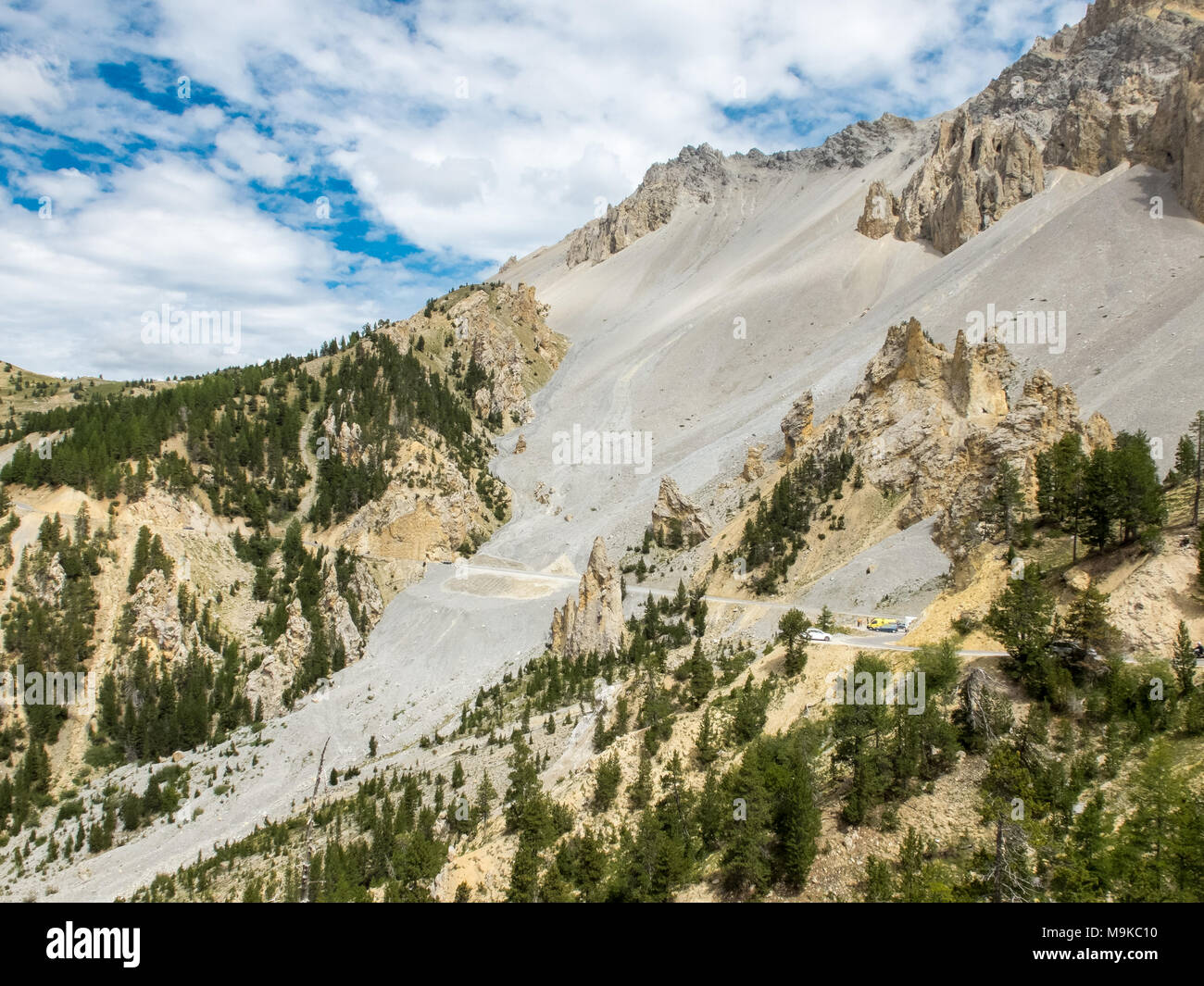View of Casse Deserte, rocky zone around the road climbing to Col d ...