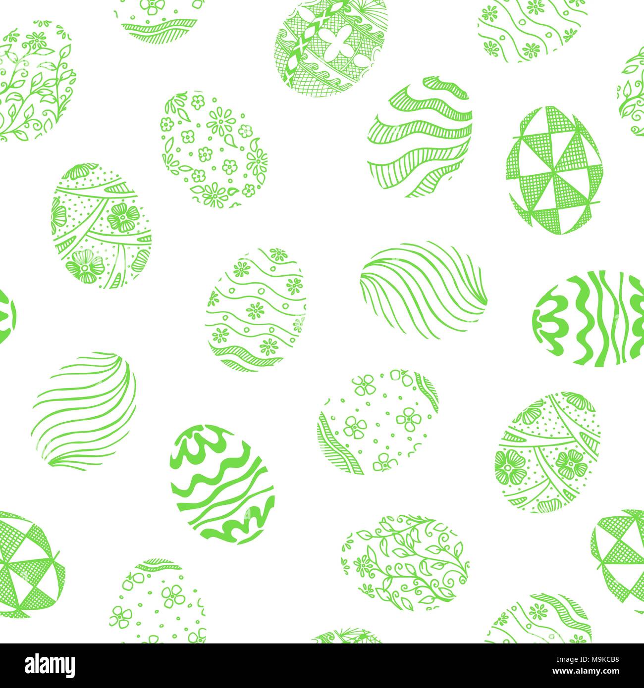 Seamless pattern with different Easter eggs. Vector illustration in ...