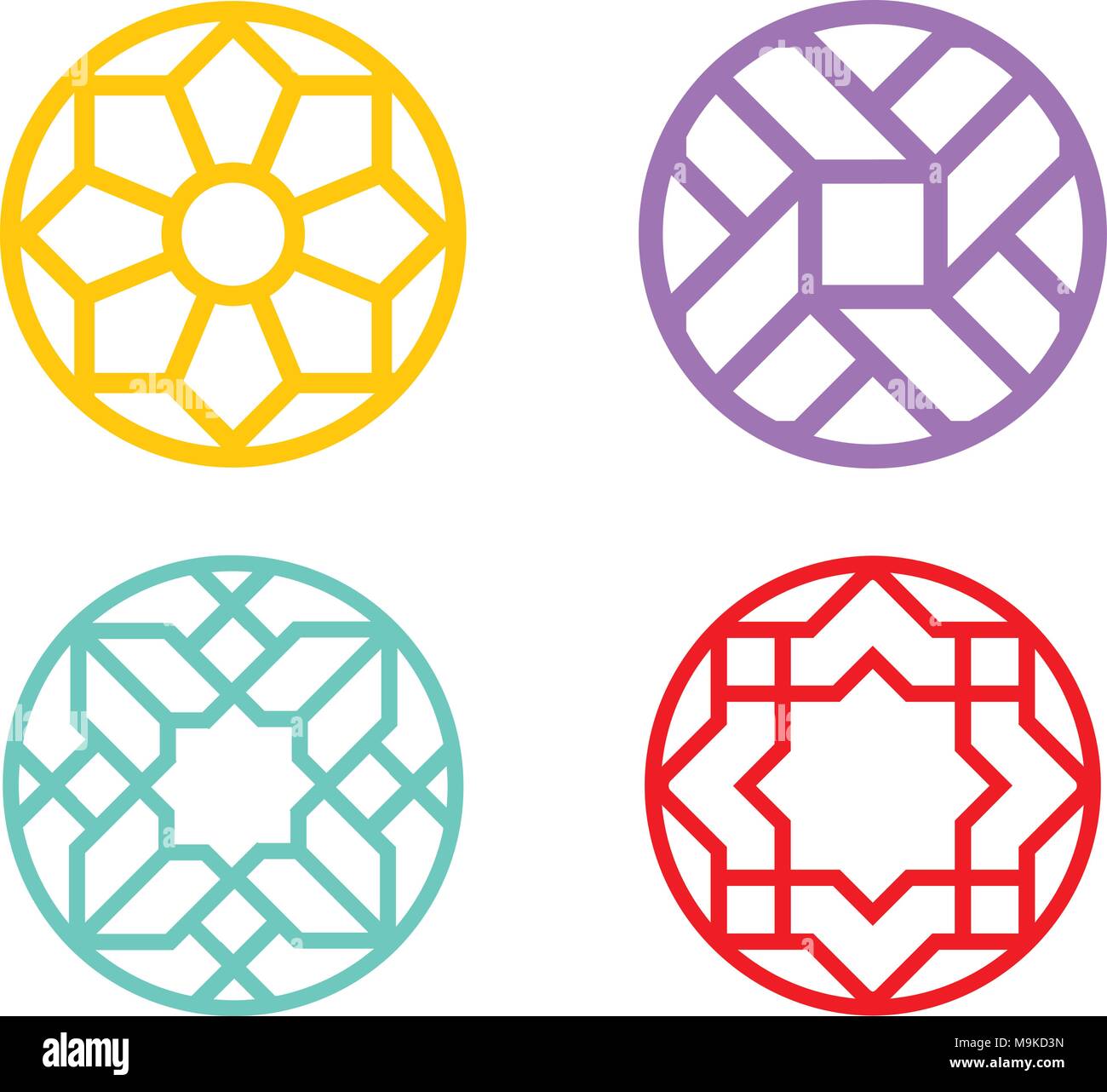 Indian circle window frame with islamic pattern, vector art Stock ...