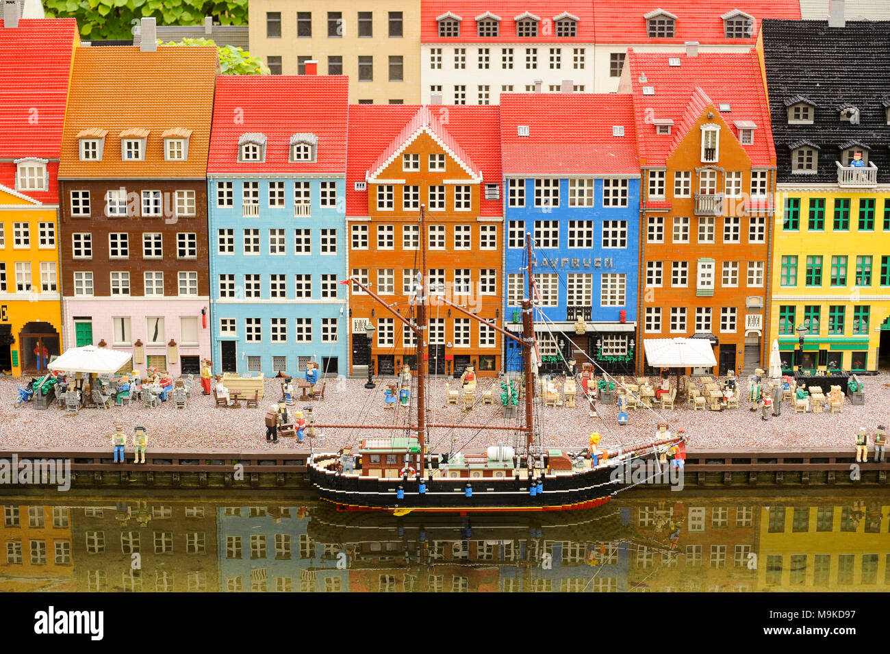 Lego bricks Nyhavn in Copenhagen, Denmark in Mini Land area in Legoland ...