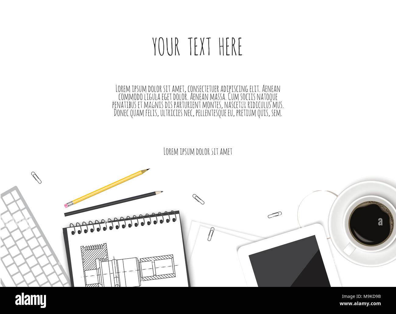 Workplace engineer in a top view. Technical workplace. Flat design ...
