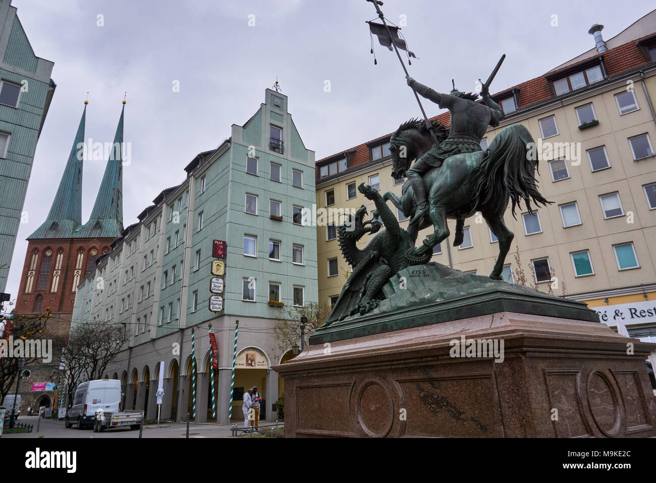 Berlin, Germany - April 3, 2017: Statue of Saint George killing a ...