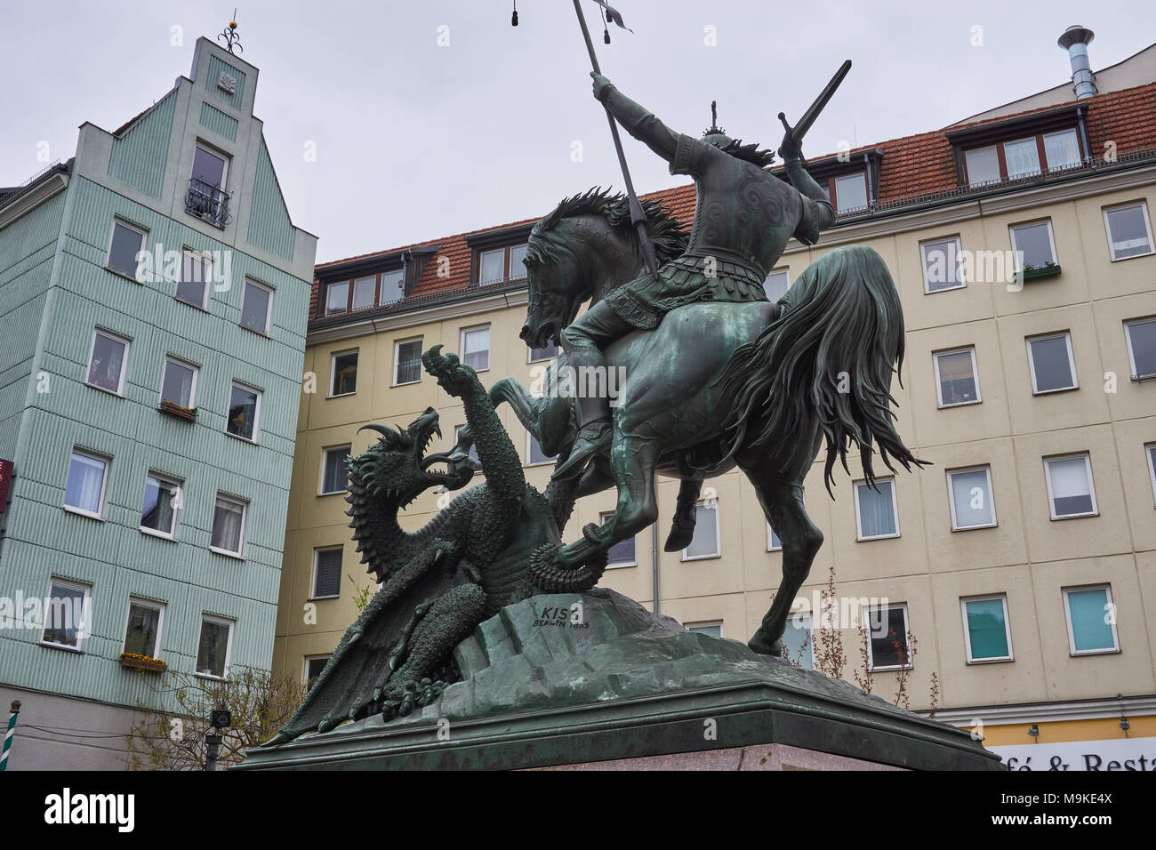 Berlin, Germany - April 3, 2017: Statue of Saint George killing a ...