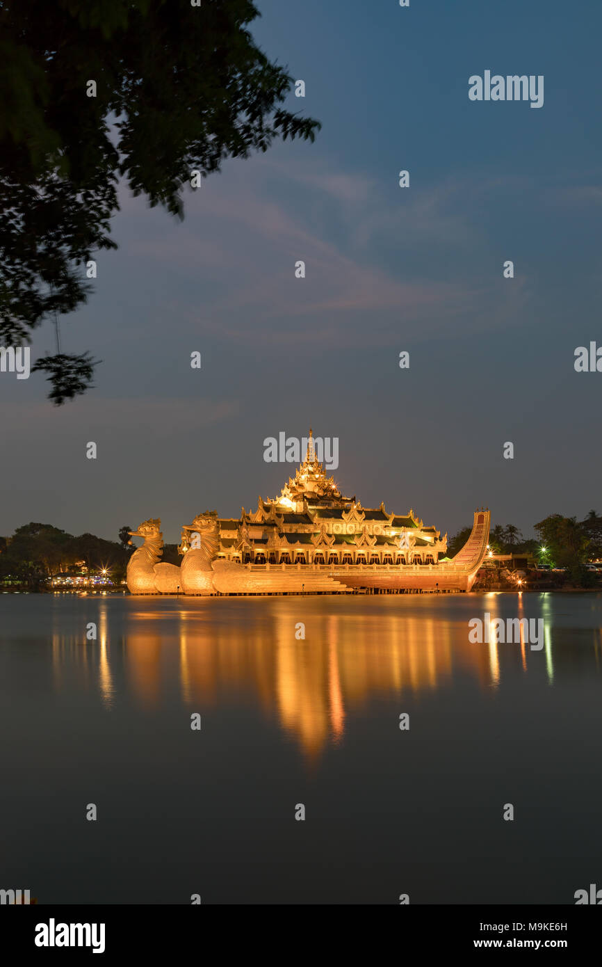 Yangon Myanmar March 26, 2018 Karaweik Palace, a restaurant and ...