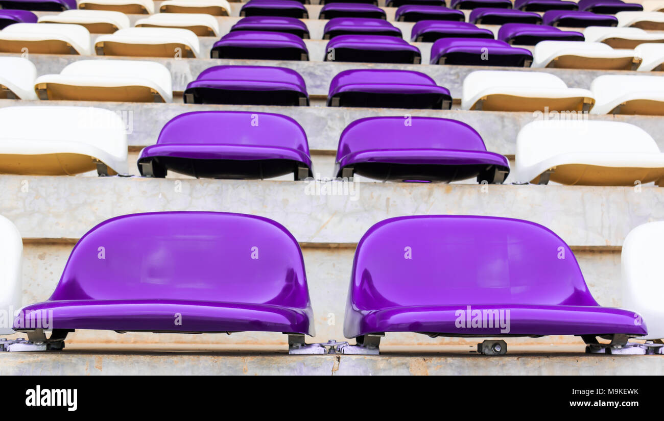 Row of Grandstand chairs in stadium Stock Photo - Alamy
