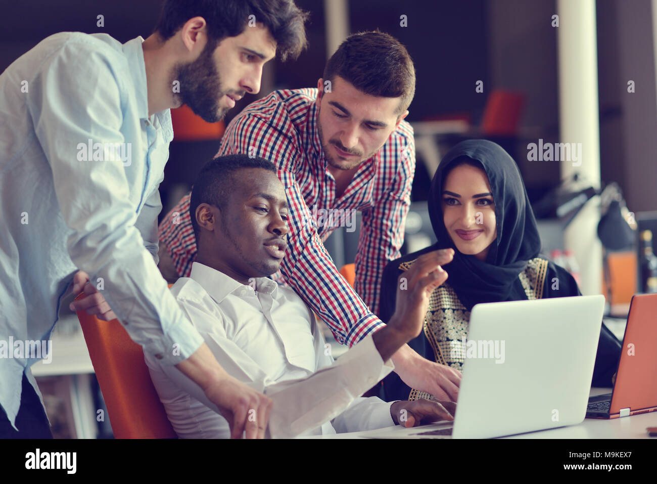 startup business people group working everyday job at modern office ...