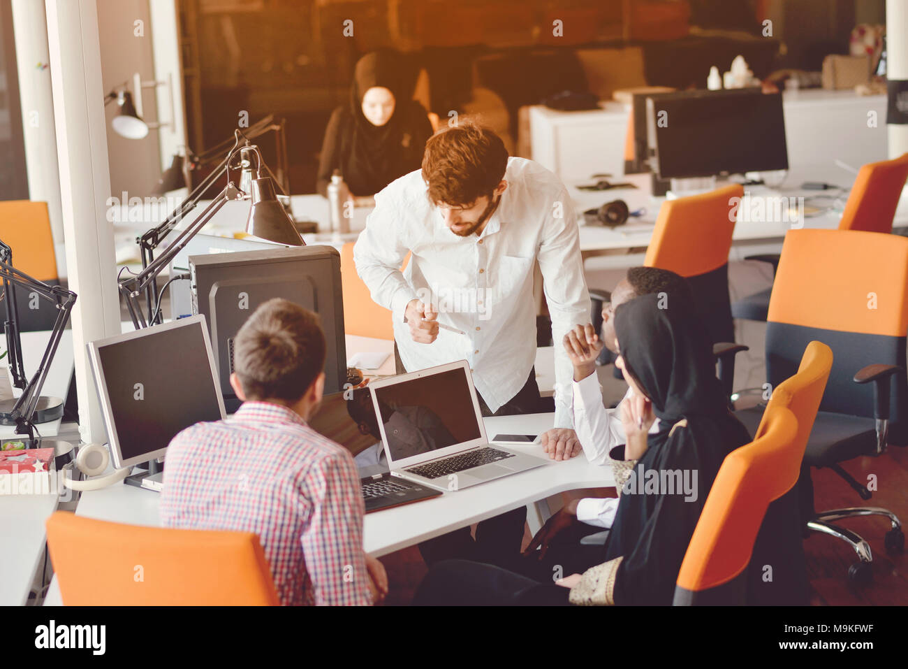 startup business people group working everyday job at modern office ...